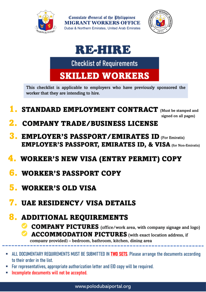 RE-HIRE FOR SKILLED WORKERS – Migrant Workers Office – Dubai and ...