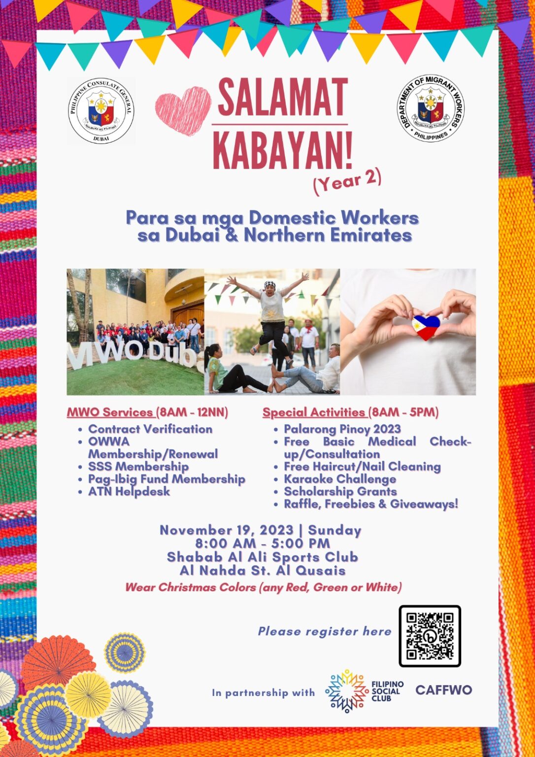 MWO Dubai Advisory No. 27, Series of 2023: Salamat, Kabayan! on 19 November 2023 – Migrant ...